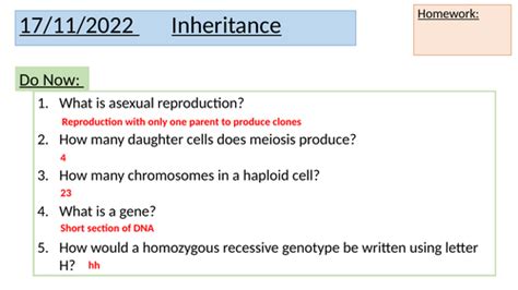 Gcse Reproduction And Inheritance Bundle Teaching Resources