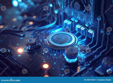 Circuit Board Futuristic Technology Background Blue 3d Rendering Toned