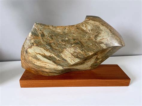 Modernist Abstract Sculpture Green Marble Teak 1970s For Sale At 1stdibs
