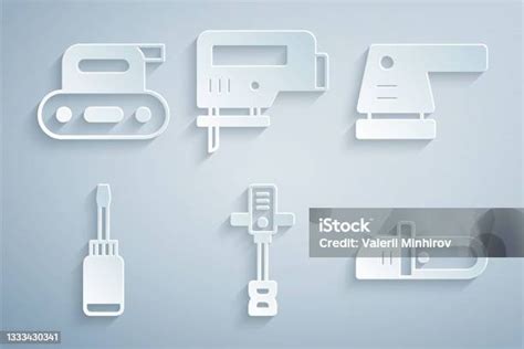 전기 손 콘크리트 믹서 모래 스크루 드라이버 전기 톱 퍼즐 및 플래너 도구 아이콘을 설정합니다 벡터 3차원 형태에 대한 스톡 벡터 아트 및 기타 이미지 Istock