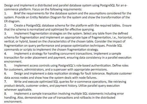 Solved Design And Implement A Distributed And Parallel