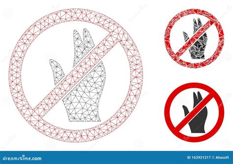 No Manage Hand Vector Mesh Carcass Model And Triangle Mosaic Icon Stock Illustration