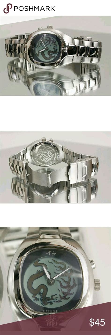 Sold Vintage Fossil Jr 8097 Quartz Dragon Watch Fossil Watches For Men Fossil Blue Watch