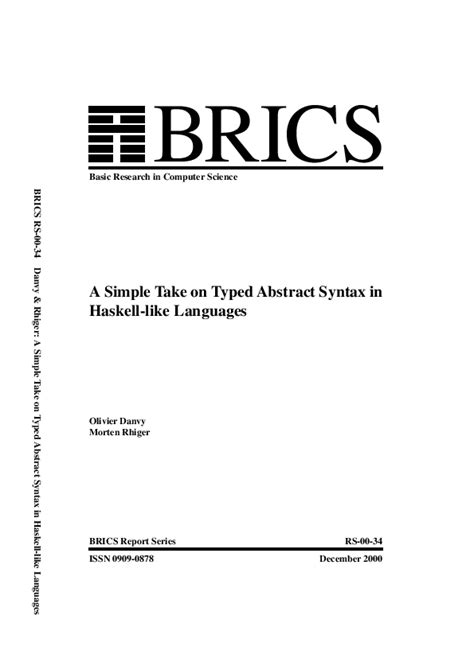 Pdf Typed Abstract Syntax In Haskell Like Languages