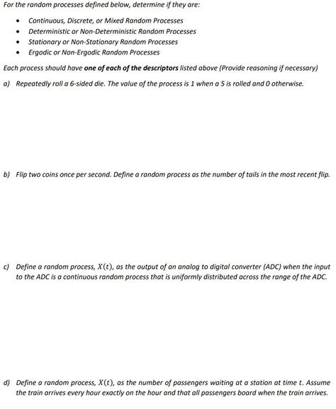 solved for the random processes defined below determine if