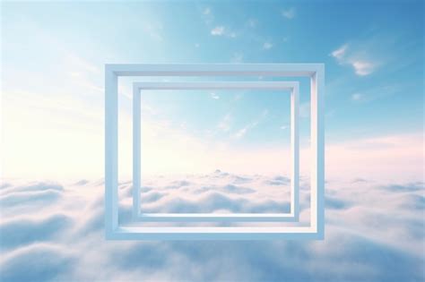 3d Rendering Of Rectangle Shape Above Clouds Ai Generated Image