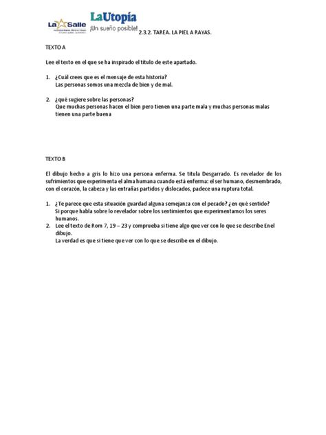 2 3 2 Tarea La Piel A Rayas La Bonda Y La Madad En El Corazon Pdf