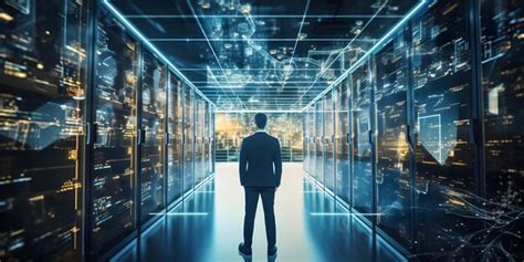 Premium Ai Image It Engineer In Big Database Server Center Office High Speed Data Transfer