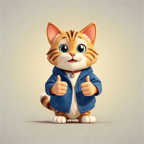 Premium Photo Cute Cat With Thumbs Up Cartoon Vector Icon