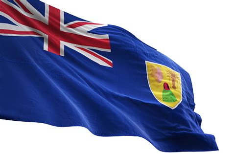 터크스 케이커스 제도 플래그 근접 흔들며 고립 된 흰색 배경 공단에 대한 스톡 사진 및 기타 이미지 공단 공휴일 구름 Istock