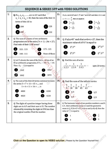 Dpp 3 0 Sequence And Series Pdf