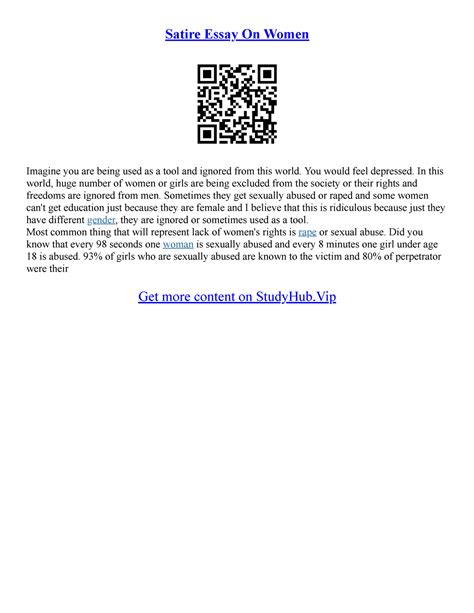Sarcastic Essay Satire Essay On Women Imagine You Are Being Used As A