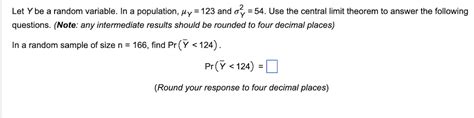 Solved Let Y be a random variable In a population μY Chegg com