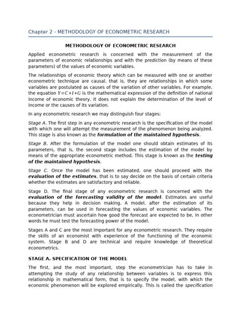 Chapter 2 Methodology Of Econometric Research Pdf Econometrics