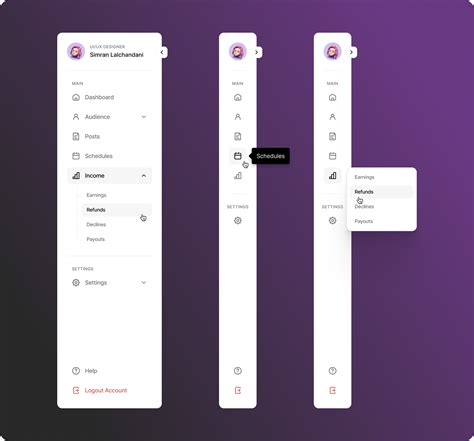 Collapsible Side Navigation Bar For Dashboard Behance