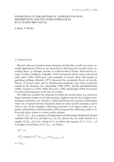 Pdf Estimation Of Parameters Of A Power Function Distribution And Its