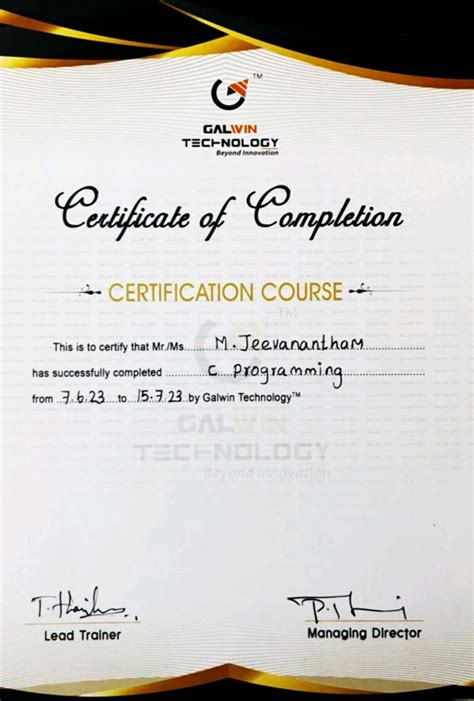 Jeevanantham M On Linkedin Cprogramming Certification