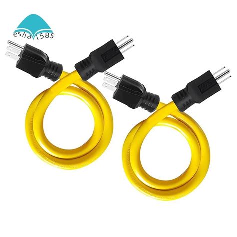 2ft 3 Prong Plug To Plug Double Male Extension Cord 12awg 125v Nema 5 15p To 5 15p Cord Adapter