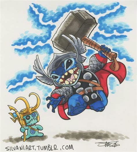 Thor Stitch Lilo And Stitch Drawings Stitch Drawing Disney Drawings