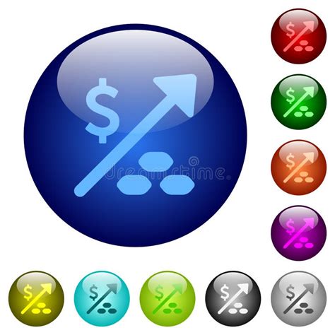 Rising Coal Energy American Dollar Prices Color Glass Buttons Stock Vector Illustration Of