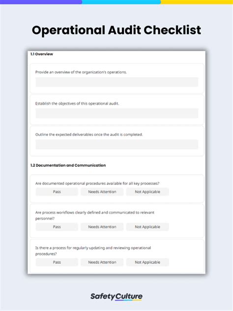 Free Operational Audit Checklist Pdf Safetyculture
