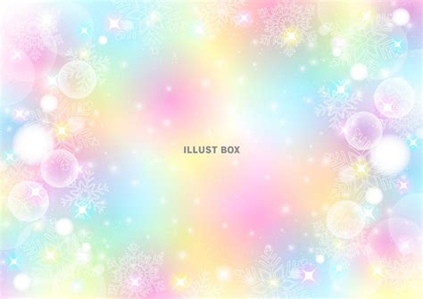 無料イラスト 虹色と雪のキラキラ冬背景