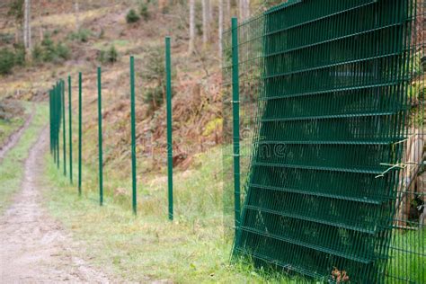 Chain Link Fence Metal Wire Grid Construction Building An Enclosure