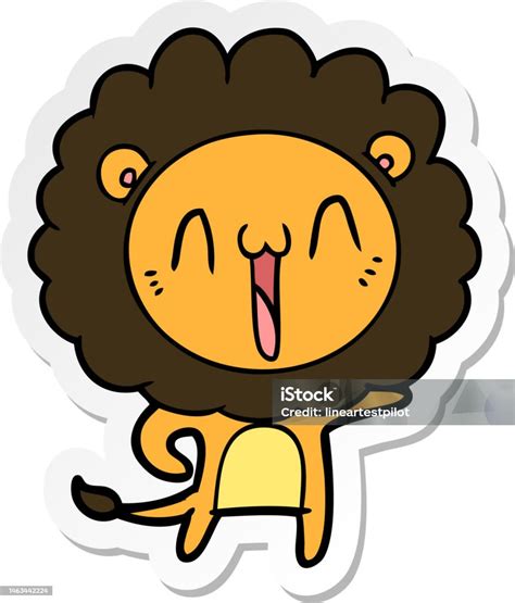 Stiker Singa Kartun Bahagia Ilustrasi Stok Unduh Gambar Sekarang
