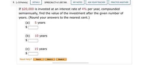 Solved PRACTICE ANOTHER Points DETAILS SPRECALC Chegg Com