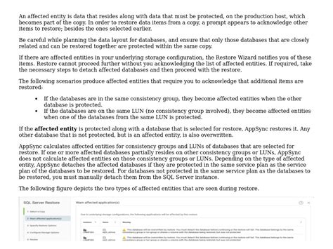 Affected Entities During Restore Dell Appsync Integration With Microsoft Sql Server Dell