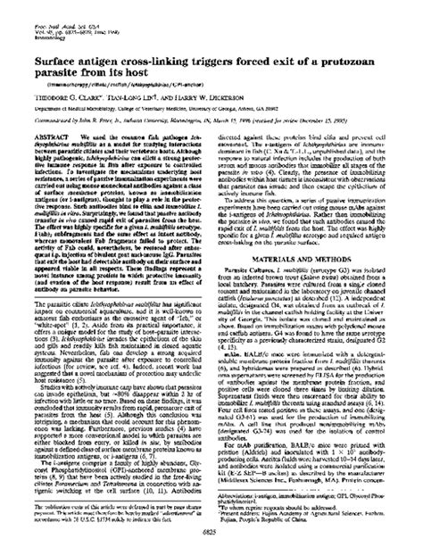 Pdf Surface Antigen Cross Linking Triggers Forced Exit Of A Protozoan Parasite From Its Host