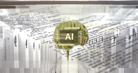 Image Of Ai Text Brain And Data Processing Over Computer Servers Stock Image Image Of