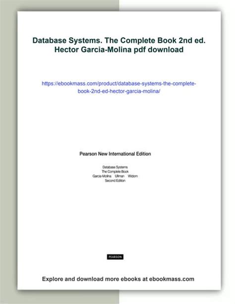 Database Systems The Complete Book 2nd Ed Hector Garcia Molina Pdf