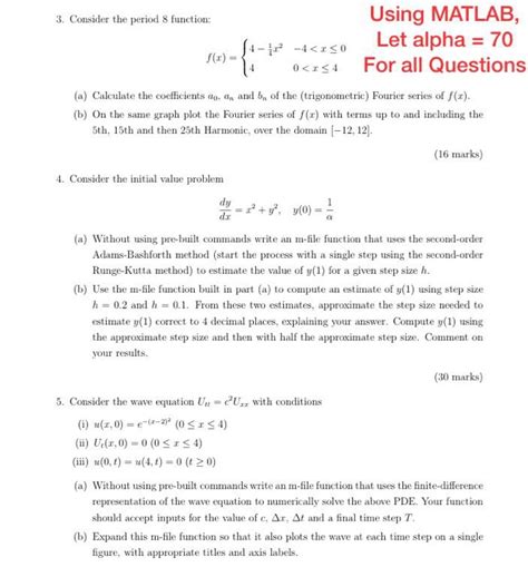 Solved Using Matlab Let Alpha 70 For All Questions 1
