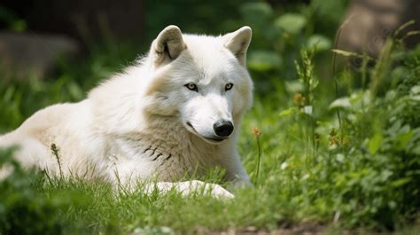 풀밭에 누워있는 하얀 늑대의 이미지 풀밭에서 배회하는 북극 늑대 고화질 사진 사진 개 배경 일러스트 및 사진 무료 다운로드 Pngtree