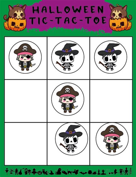 Halloween Themed Printable Tic Tac Toe Game Set Halloween Fun Etsy