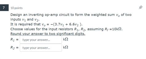 solved 10 points design an inverting op amp circuit to form