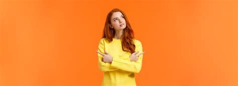 Free Photo Pensive Girl Trying Make Decision Thinking Looking Upper