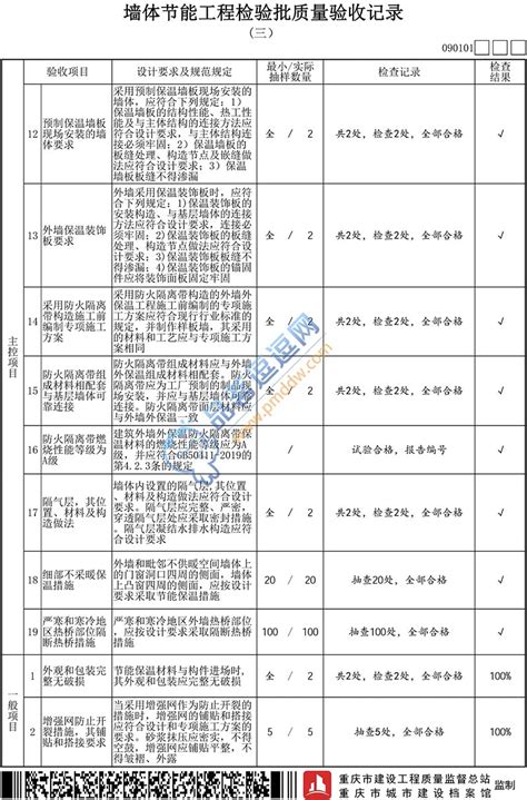 090101 墙体节能工程检验批质量验收记录一、二、三、四品茗逗逗网品茗施工软件服务平台