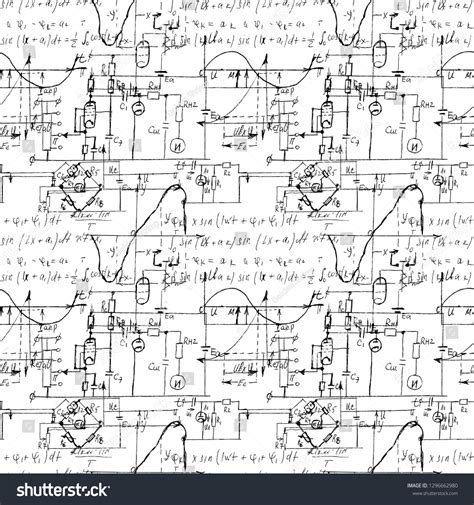 Mathematical Seamless Texture Handwritten Math Algebra Stock Vector