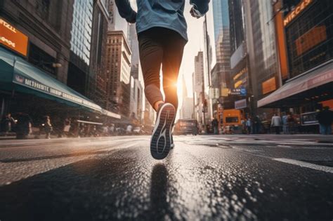 Premium Photo Close Up Of Man Running On City