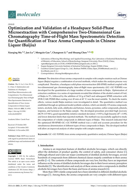 Pdf Optimization And Validation Of A Headspace Solid Phase Microextraction With Comprehensive