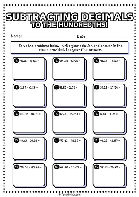 💚 Subtracting Decimals Worksheets Free To Print Decimal Subtraction