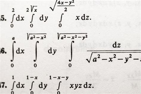 Mathematical Formulas And Equations In Textbooks Featuring Integrals Square Roots And