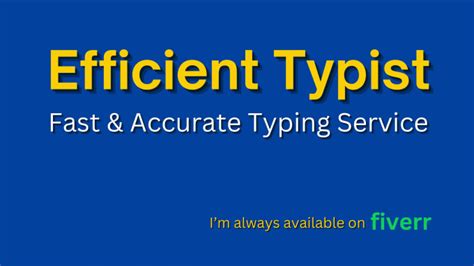 Be Your Data Entry Typist For Fast And Accurate Typing Work By Smamirul Fiverr