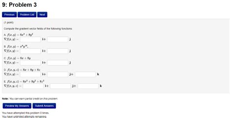 Solved 9 Problem 3 Previous Problem List Next 1 Point