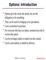 Lecture Options Pptx Options Introduction Options Give The Owner The Option But Not The