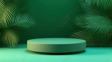 3d 제품 장면과 야자수 그림자가 있는 추상 녹색 배경의 원통형 연단 연단 배경 그림자 배경 원통 배경 이미지 Hd 연단 그림자 원통 배경 사진 무료 다운로드