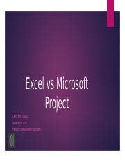 Excel Vs Project Pptx Excel Vs Microsoft Project LATEEFAH STANLEY MARCH PROJECT