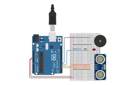 Circuit Design Ultrasonic Distance Sensor Tinkercad
